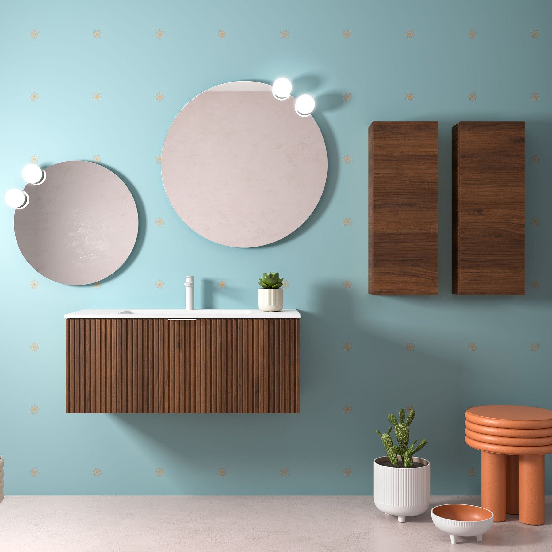 Vanity Biba 40 inches (1000) 1 full drawer + 1 inner drawer Walnut May – Pierdeco Design Inc.