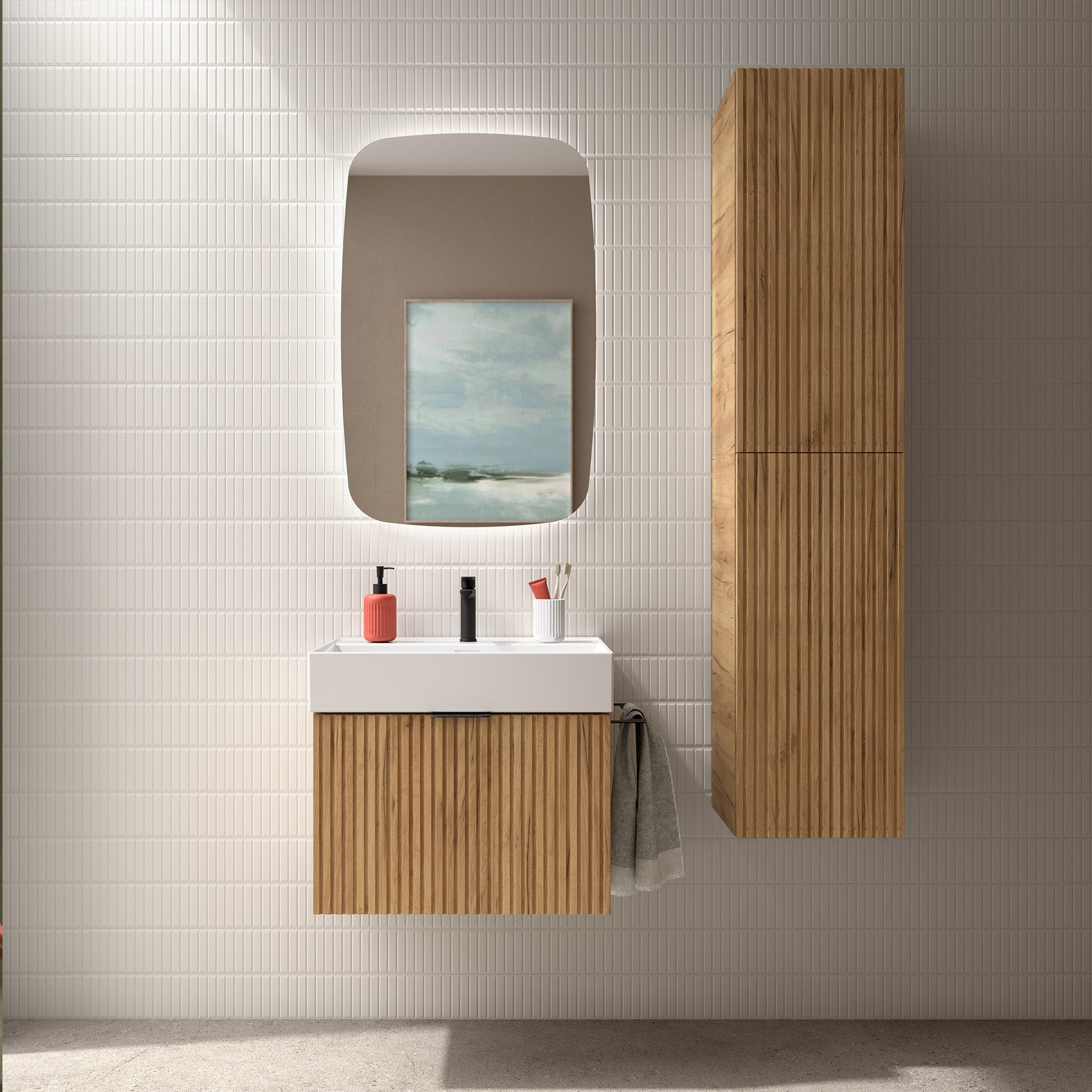 Vanity Biba 28 inches (700) 1 full drawer + 1 inner drawer Walnut Maya – Pierdeco Design Inc.