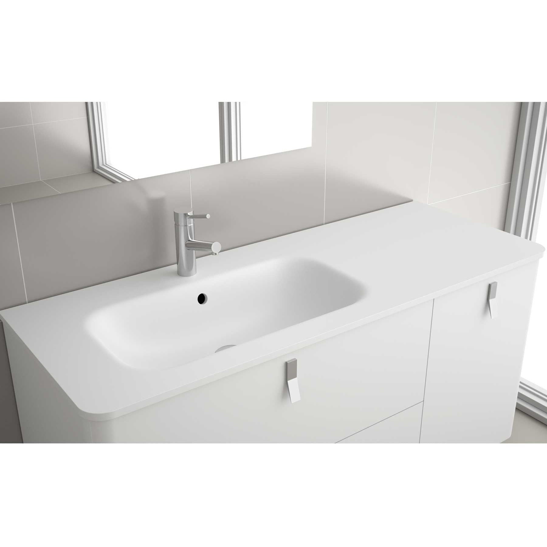 Countertop with integrated washbasin Uniiq solid surface matte white 4 ...