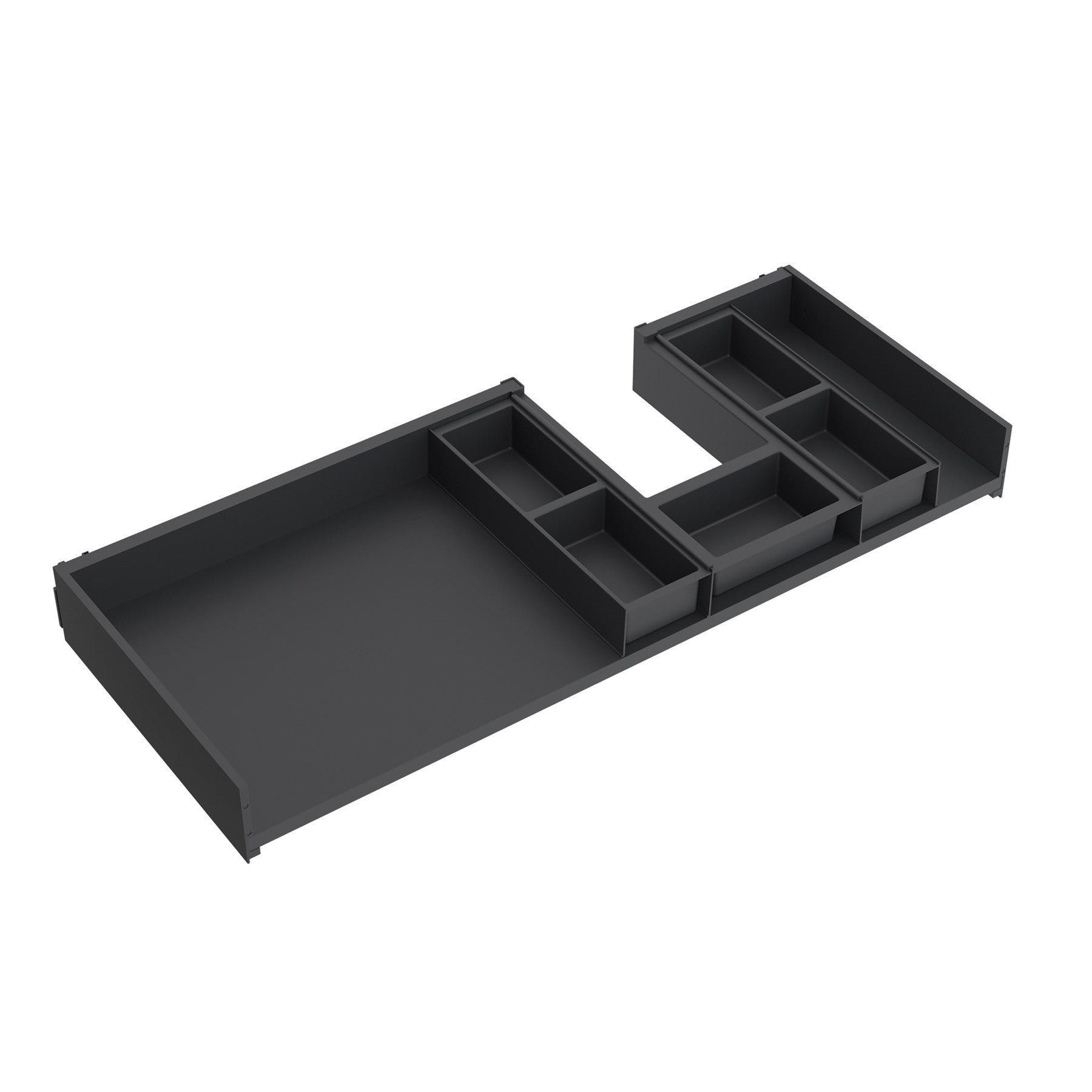 Metallic drawer with offset pipe cutout – Pierdeco Design Inc.